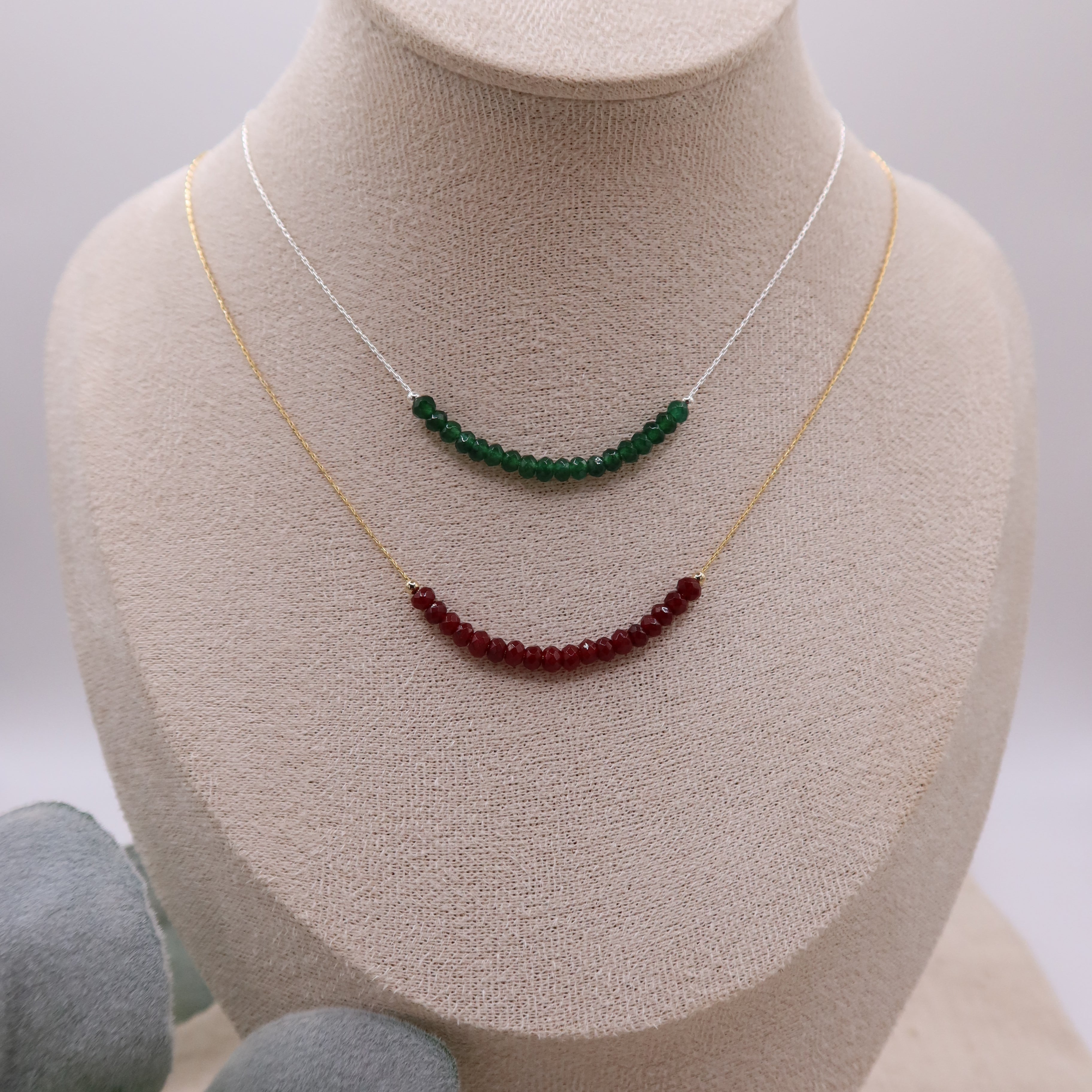 Holiday Sparkle Necklace | 14k Gold-filled | Sterling Silver & Jade Ge ...